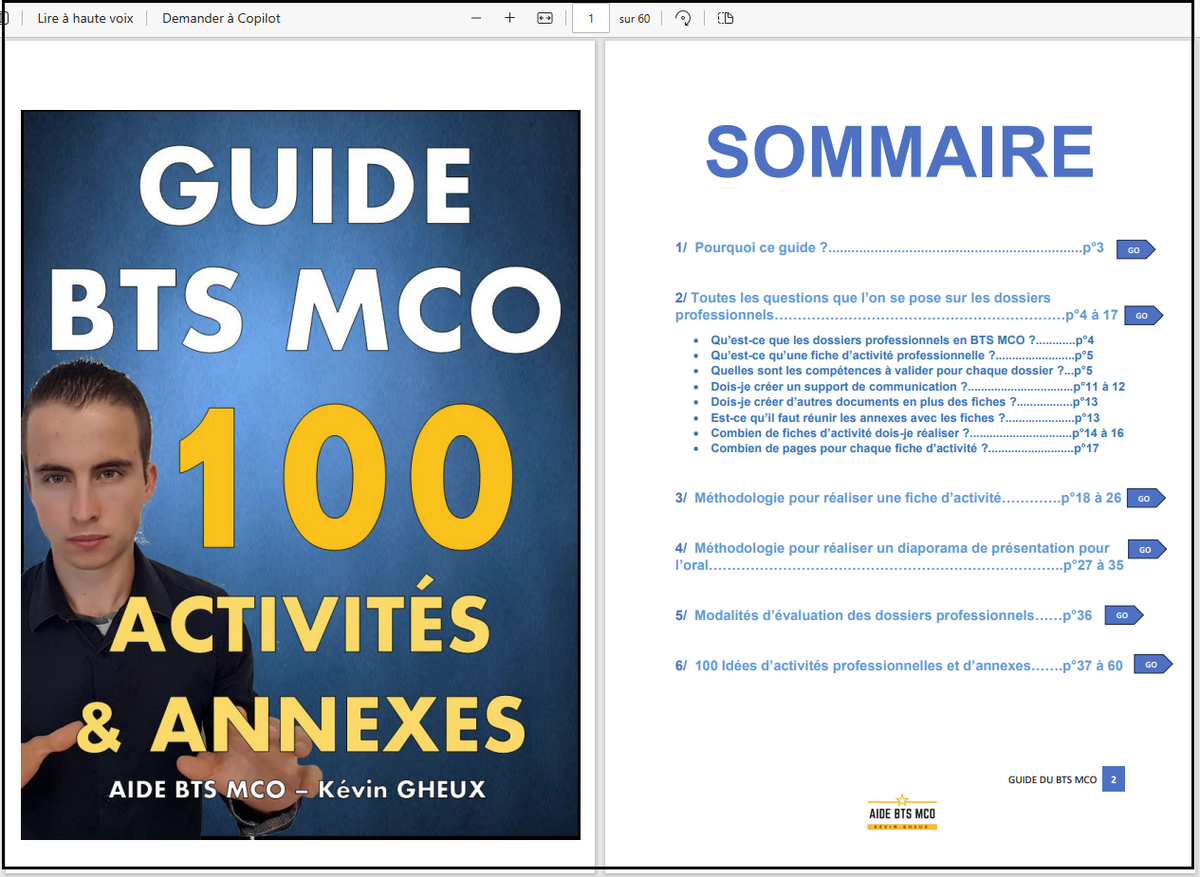 Pack PROFESSIONNEL du BTS MCO : Dossier DRCV + Dossier ADOC + Guide mé – AIDE BTS MCO
